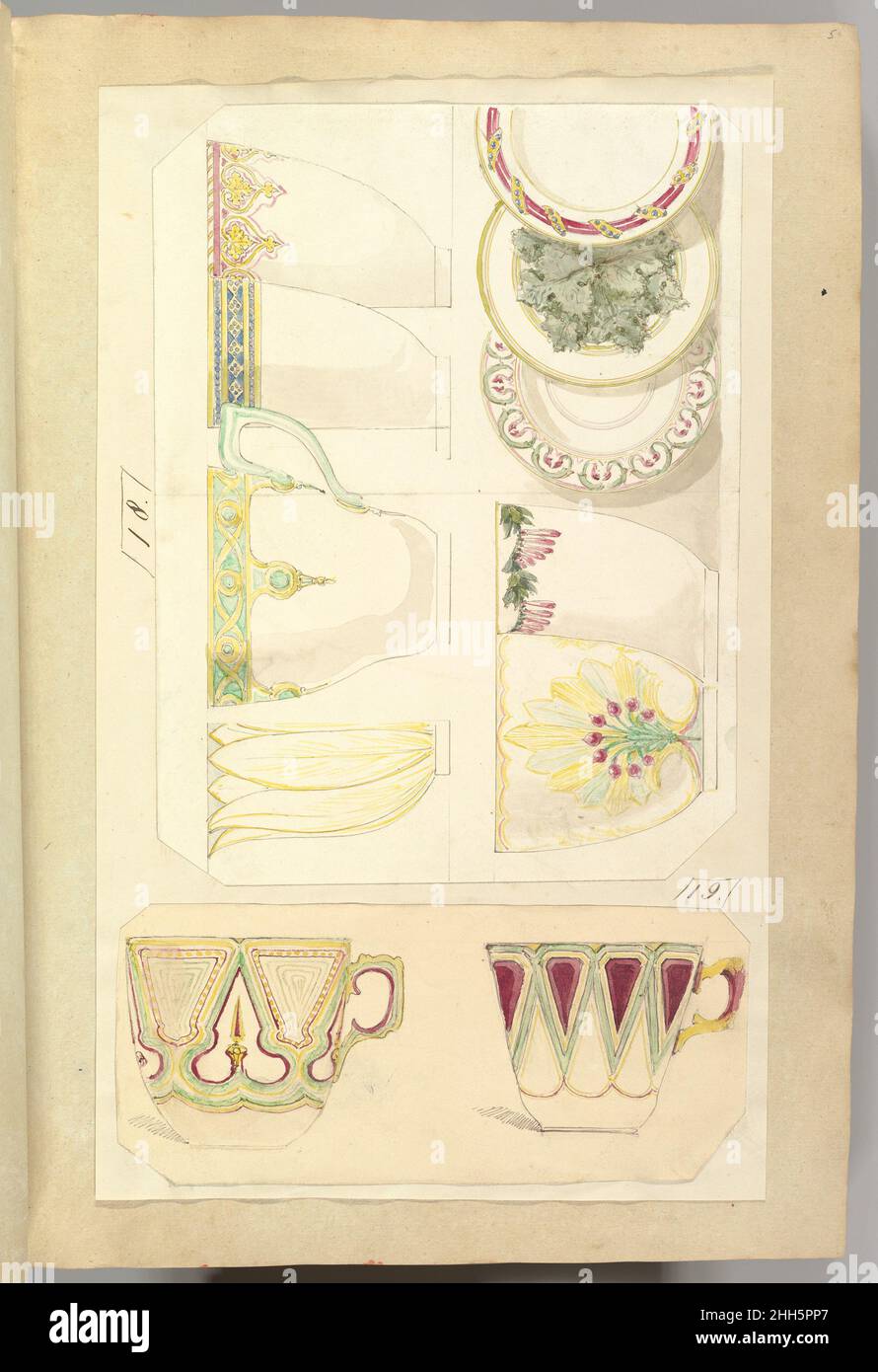 Five Designs for Decorated Cups and Three Designs for Saucers 1845–55 ...