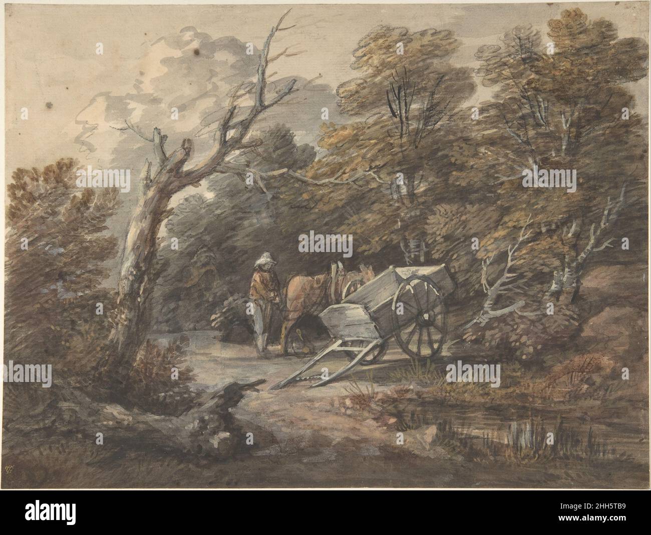Woodland Scene with a Peasant, a Horse, and a Cart ca. 1760 Thomas ...