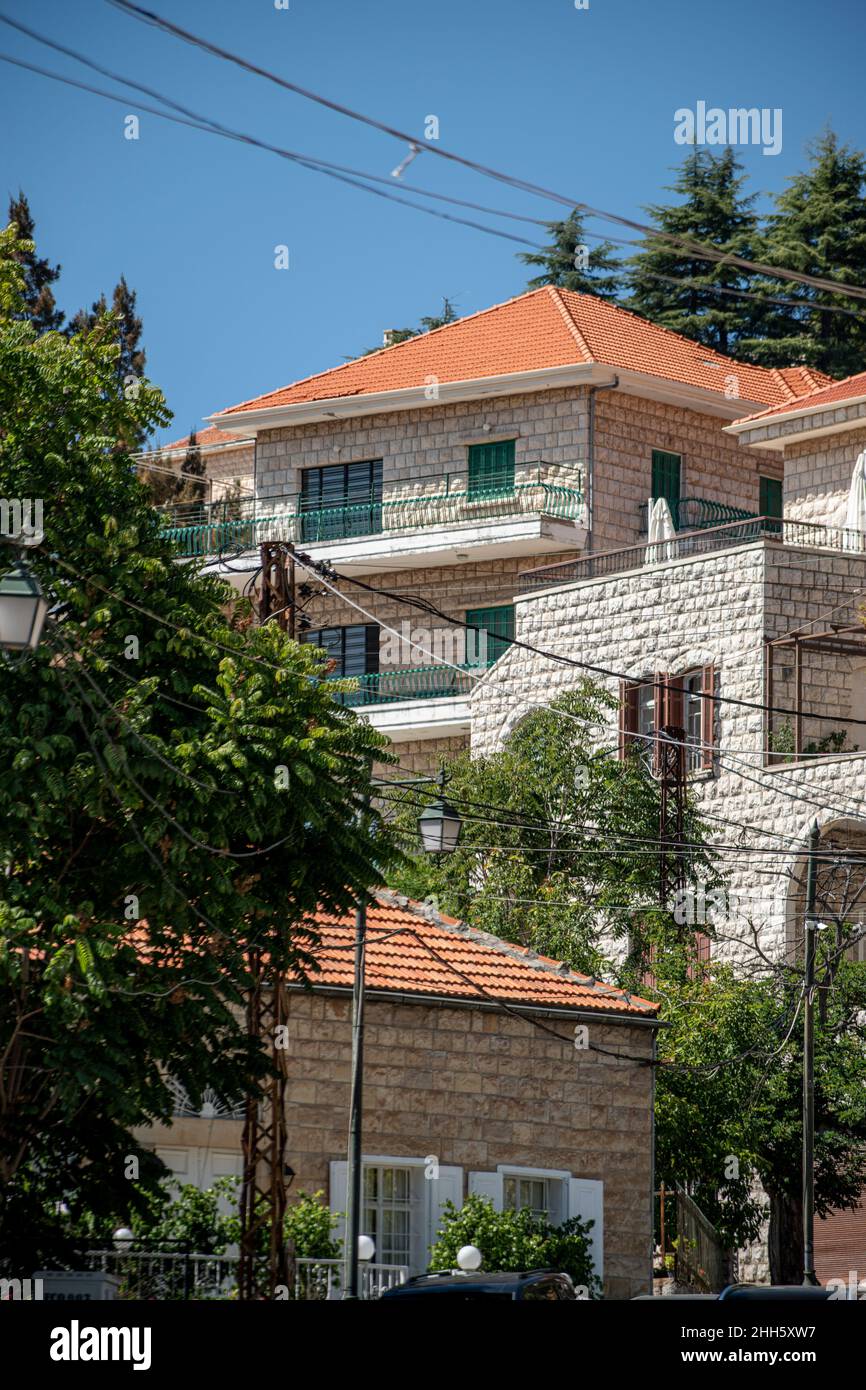 Deir El Qamar village beautiful green landscape and old architecture in ...