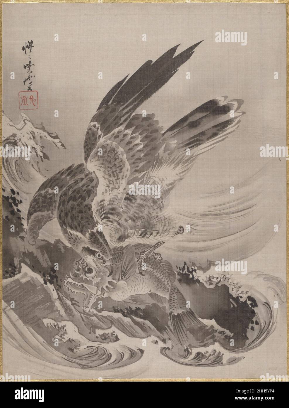 Eagle Attacking Fish ca. 1887 Kawanabe Kyōsai Japanese. Eagle Attacking ...