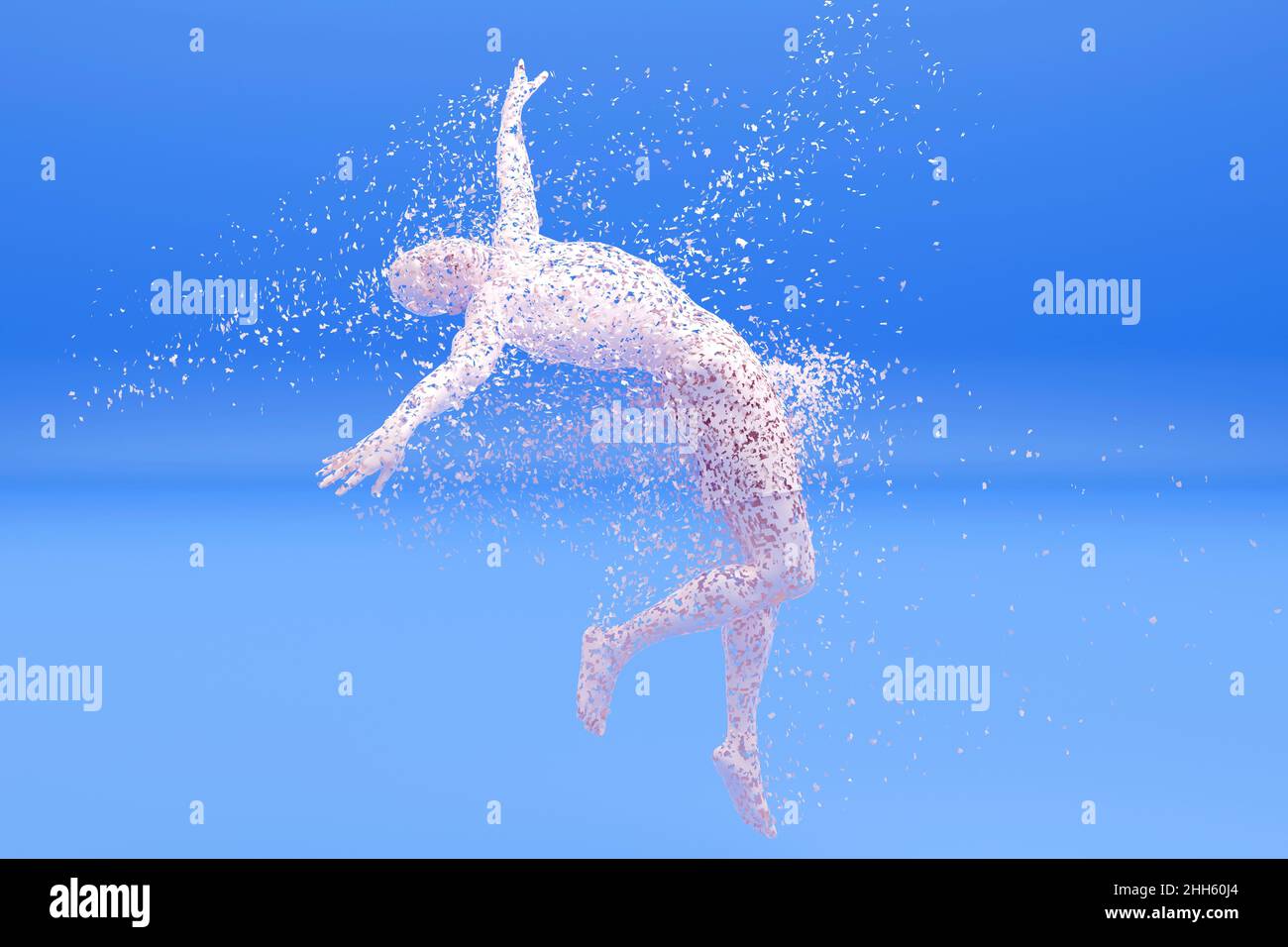 Three dimensional render of male character dissolving into particles ... Three dimensional render of male character dissolving into particles ...