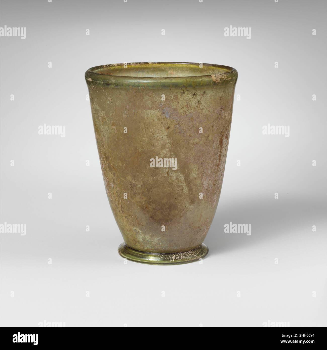 Glass beaker 2nd–3rd century A.D. Roman Translucent light green with ...