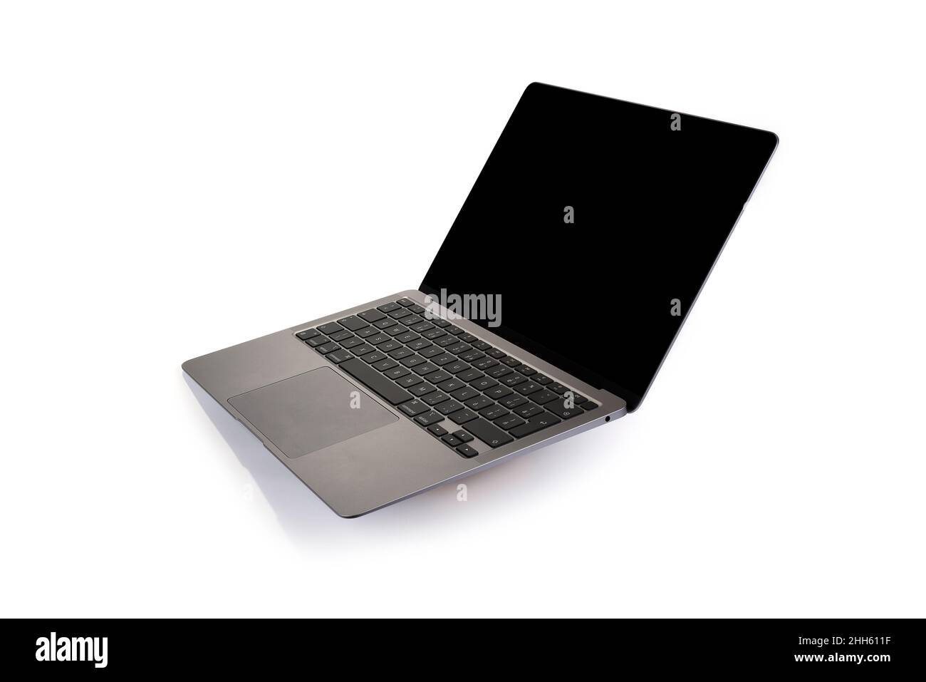 Branded Modern slim laptop on a white background. Ultra slim notebook ...