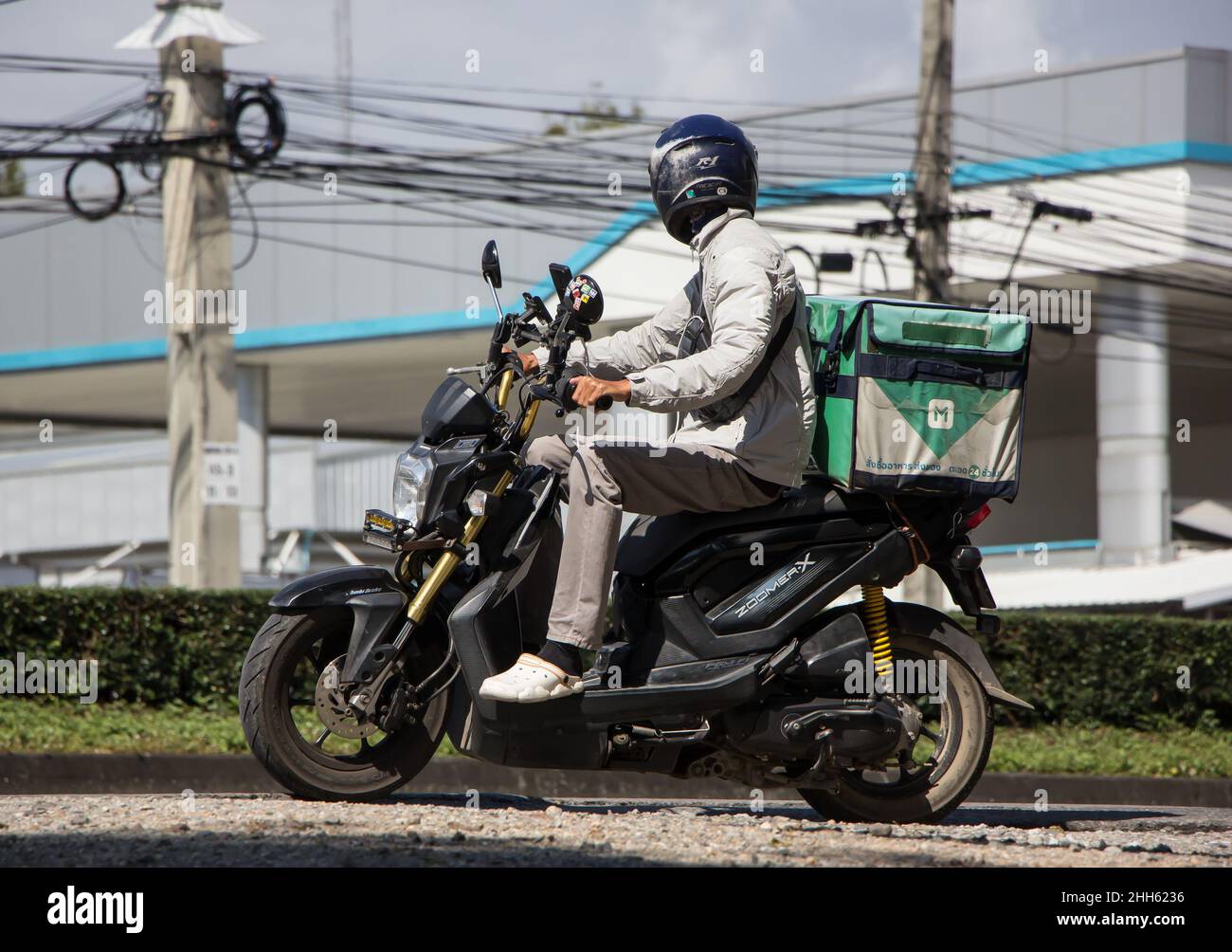 Chiangmai, Thailand - November 24 2021: Delivery service man ride a ...