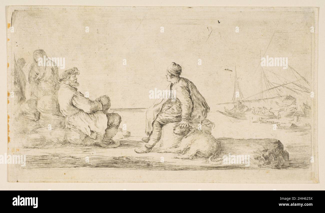 A young sailor and an old man sitting by the sea 17th century Stefano ...