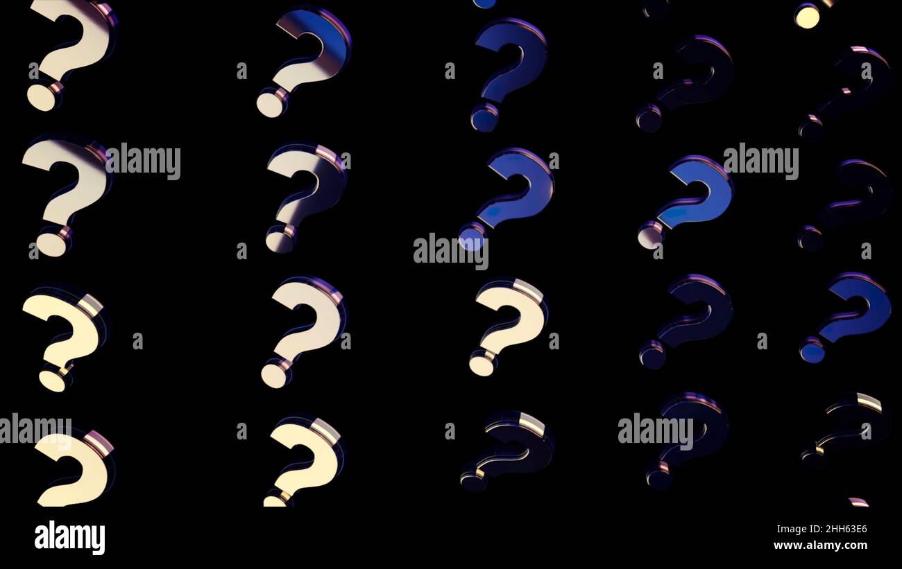 Abstract of moving question marks on black background. Animation ...