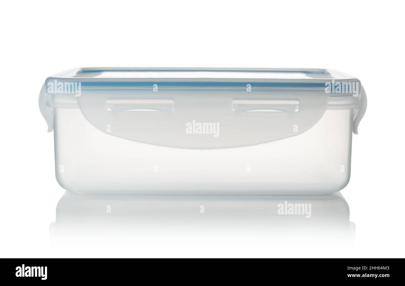 Closed plastic food container isolated on white Stock Photo - Alamy