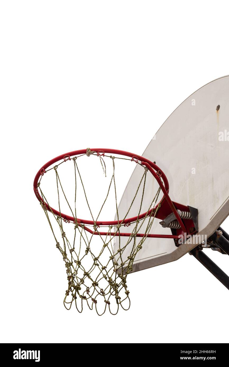 Close up old basketball board and hoop on white background Stock Photo ...