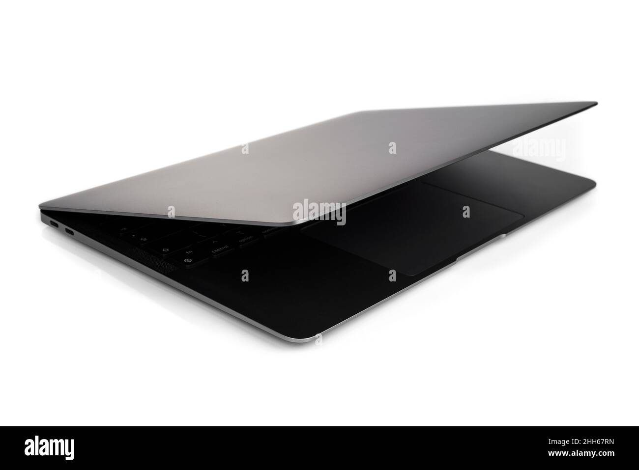 Branded Modern slim laptop on a white background. Ultra slim notebook ...