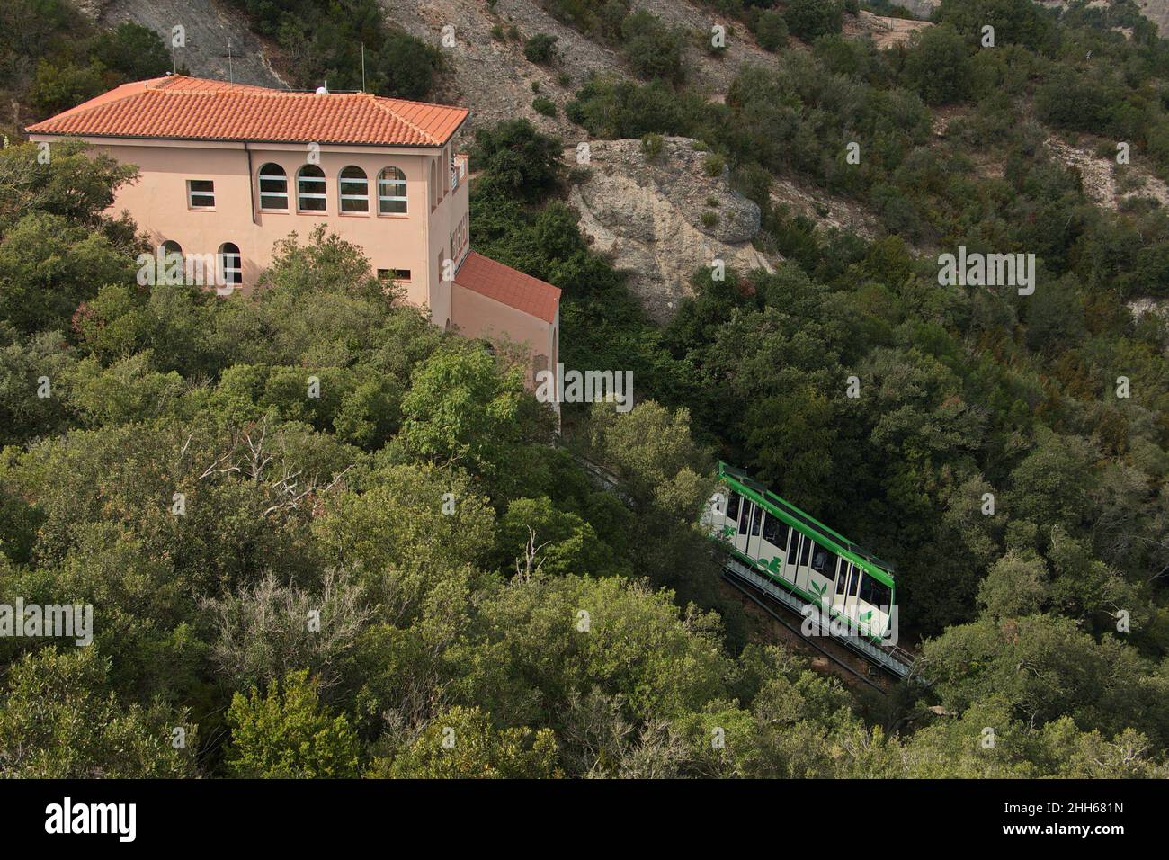 Mountain station of Funicular de Sant Joan in Montserrat, Catalonia ...