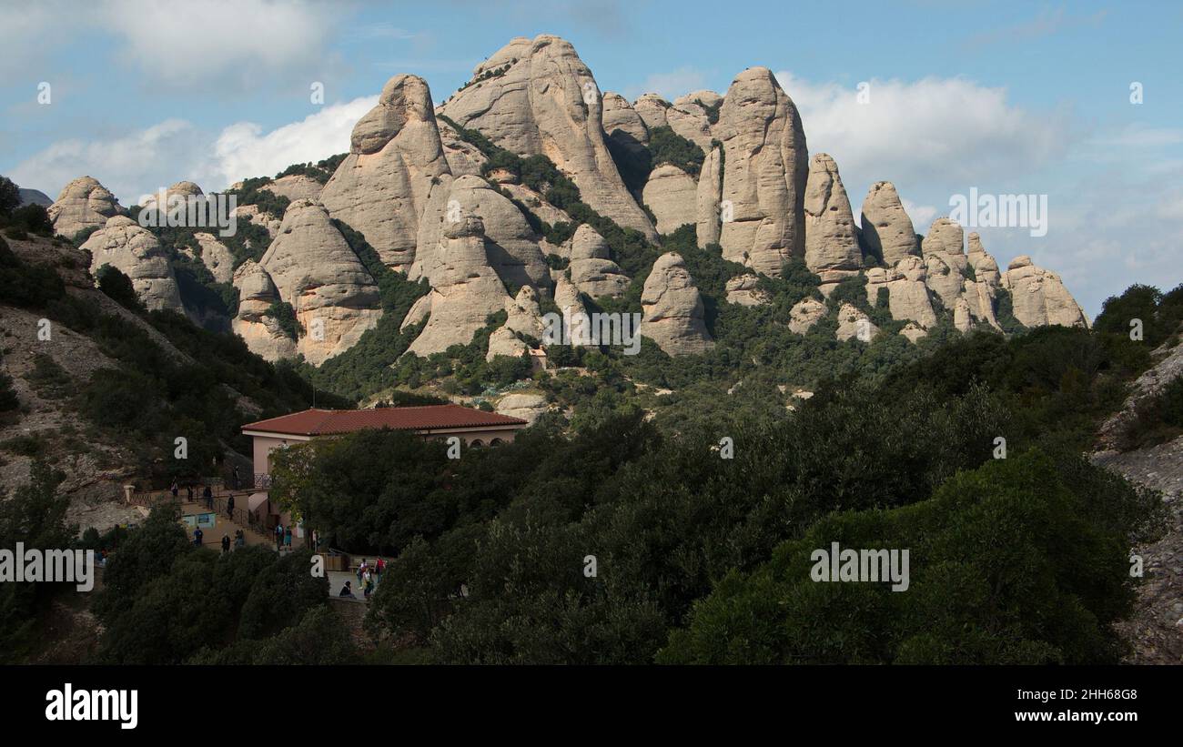 Mountain station of Funicular de Sant Joan in Montserrat, Catalonia ...