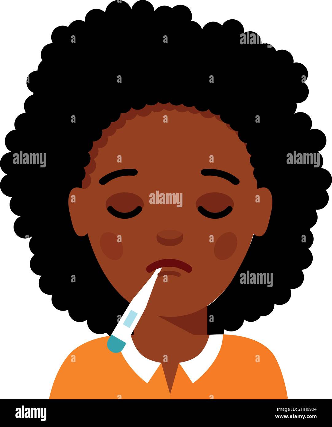 Vector Illustration of a Sick Woman with a Thermometer Stock Vector ...