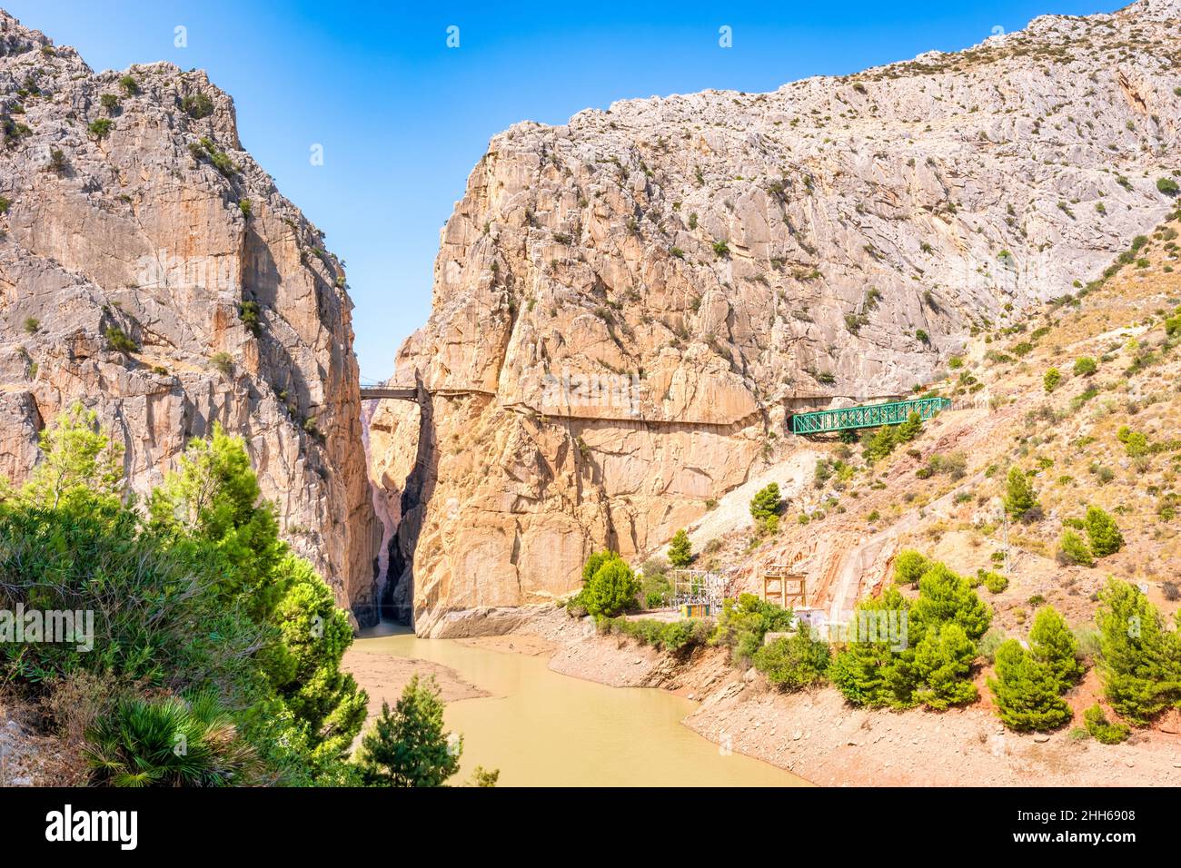 Suspension bridge famous caminito del rey el chorro gorge hi-res stock ...