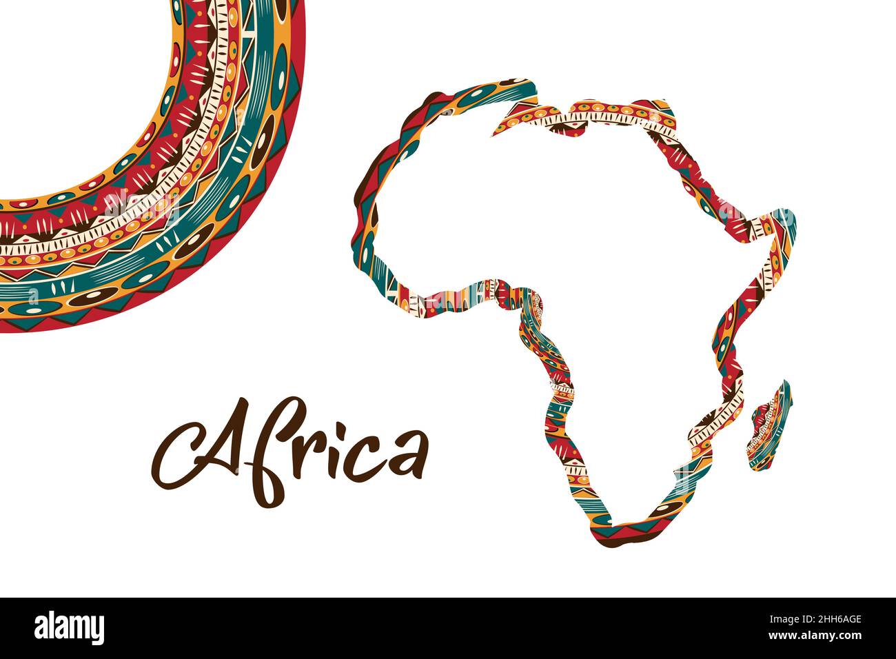 Africa patterned map. Banner with tribal traditional grunge African ...