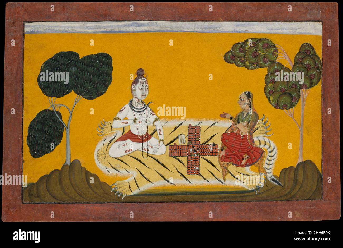 Shiva and Parvati Playing Chaupar: Folio from a Rasamanjari Series ...