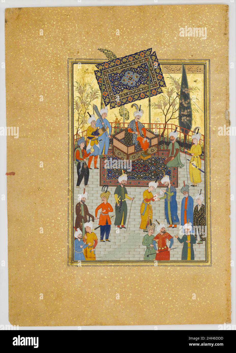 "Khusrau Seated on his Throne", Folio 64 from a Khamsa (Quintet) of ...