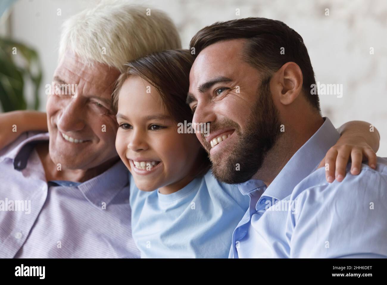 Family three male generations close up portrait Stock Photo - Alamy