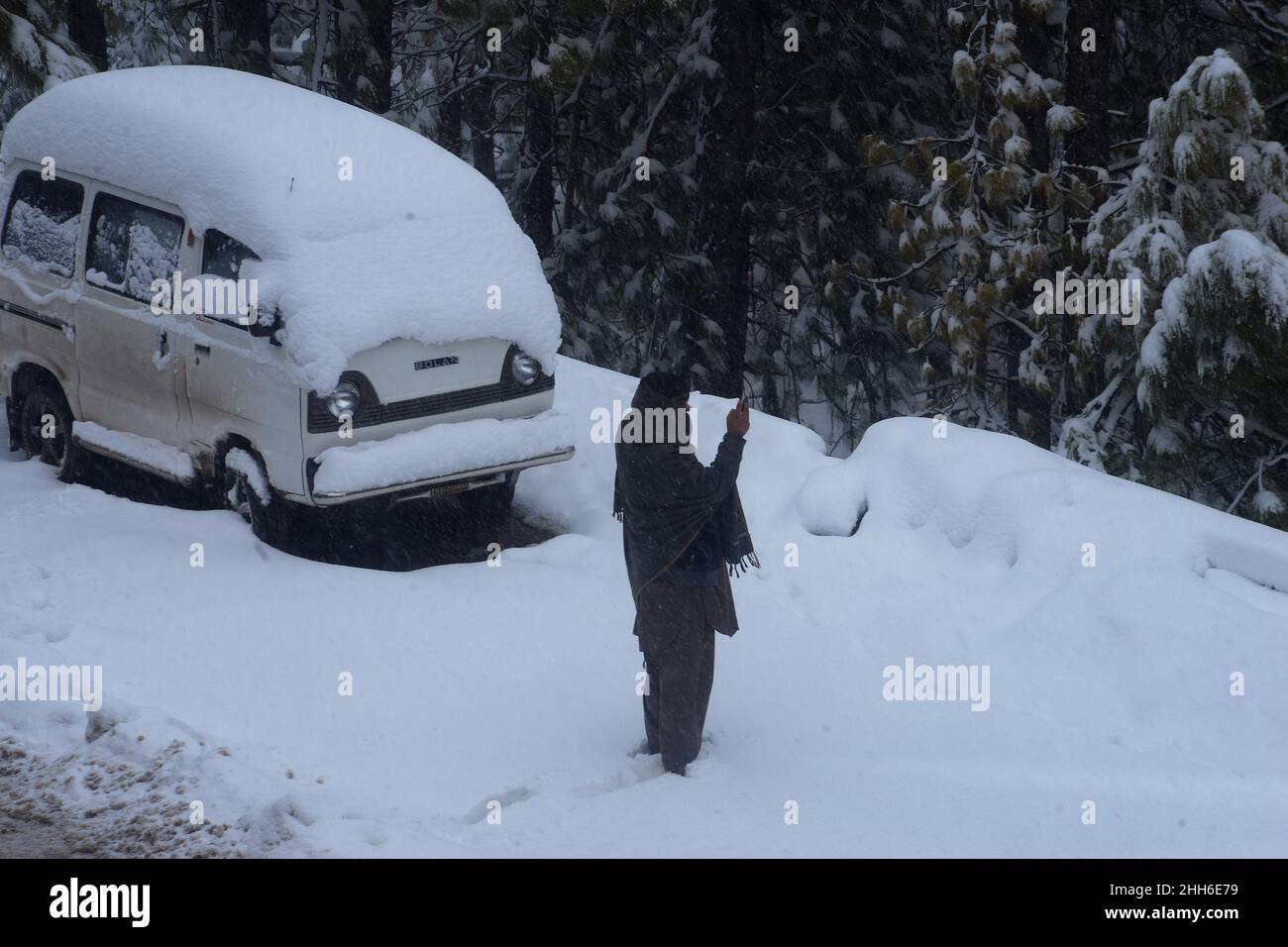 January 22, 2022, Murree, Pakistan: View of snow covered mountains ...