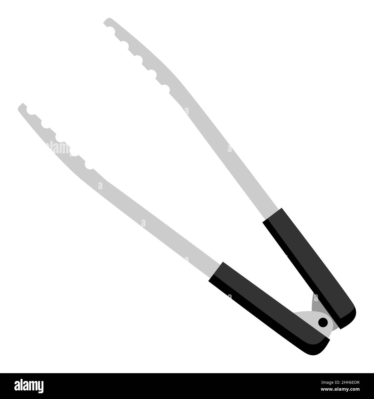 Illustration of steel cooking meat tongs. Stylized kitchen and ...