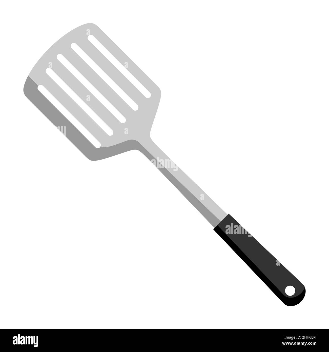 Illustration of steel cooking spatula. Stylized kitchen and restaurant ...