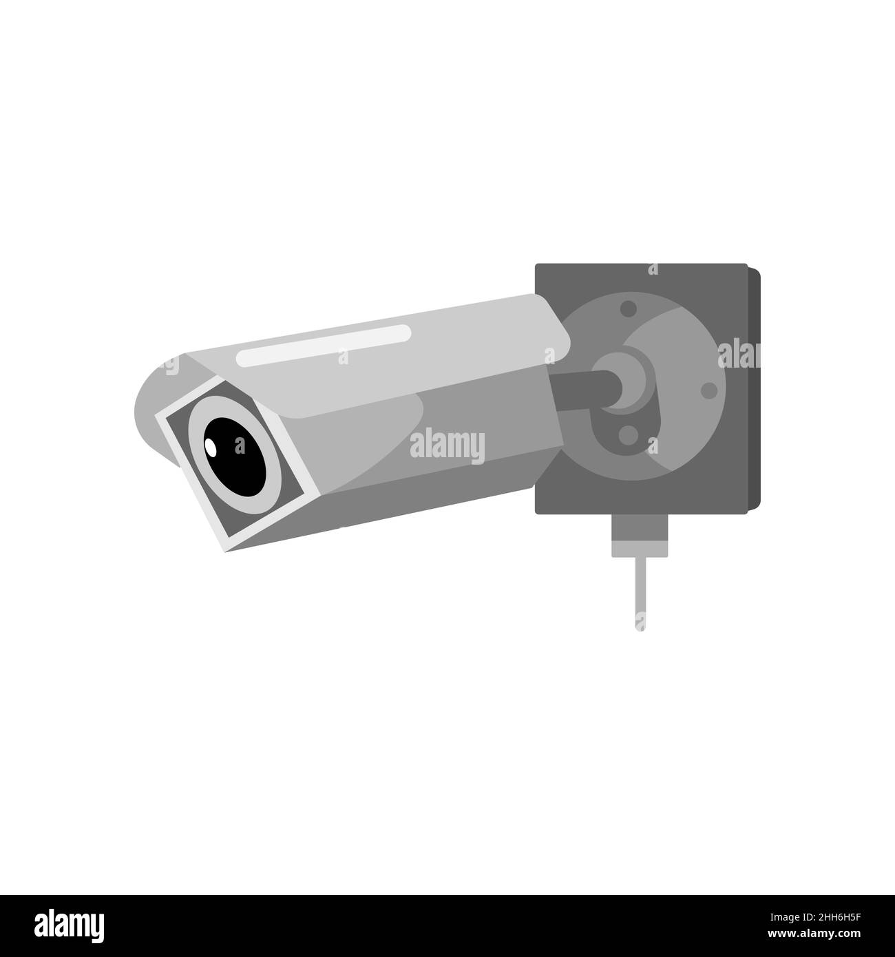 Rectangular CCTV camera on white backdrop. Equipment surveillance for ...