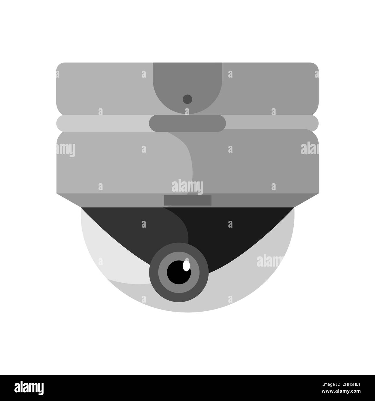 Round and long CCTV camera on white backdrop. Equipment surveillance ...