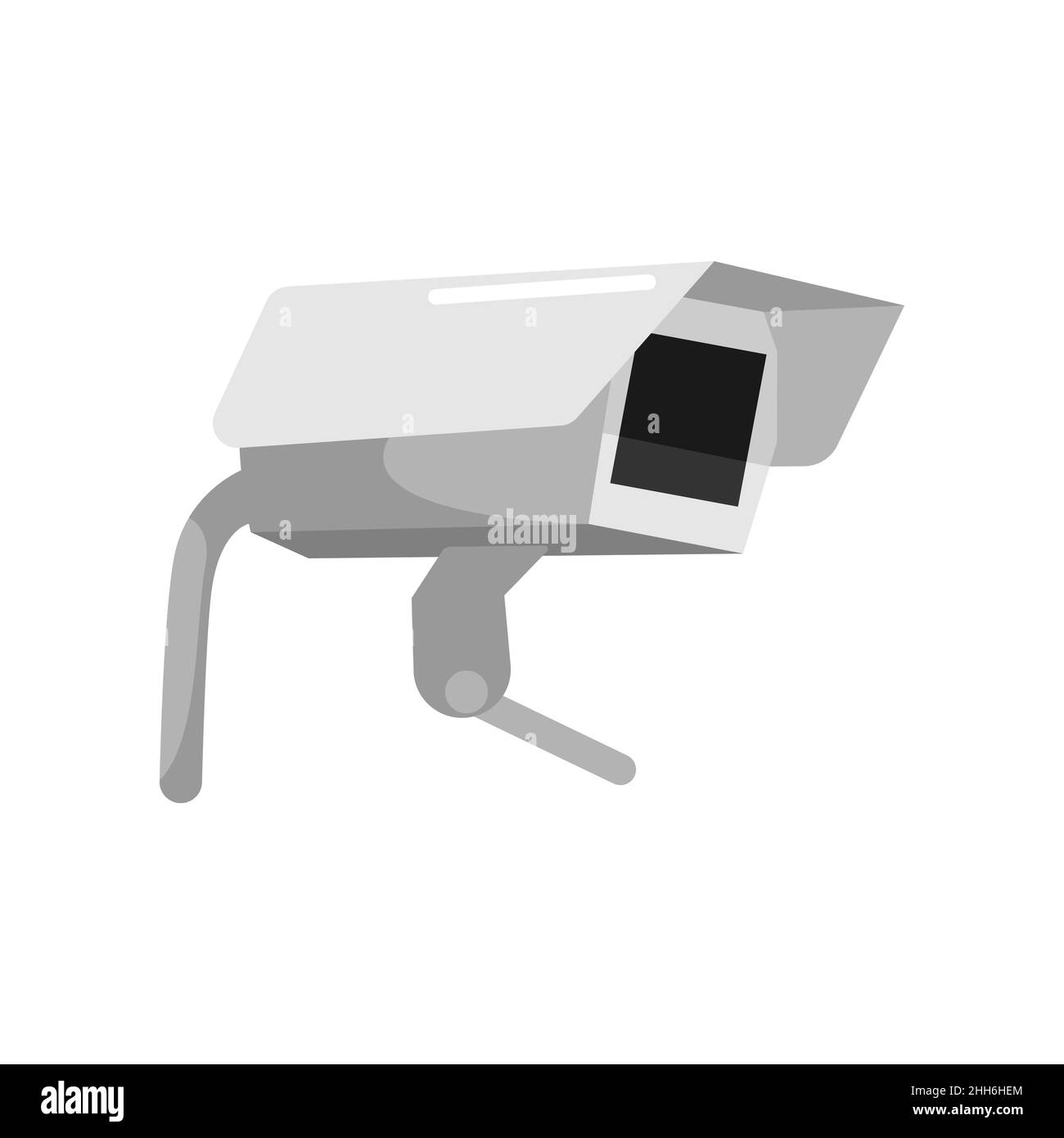 Rectangular gray CCTV camera on white backdrop. Equipment surveillance ...