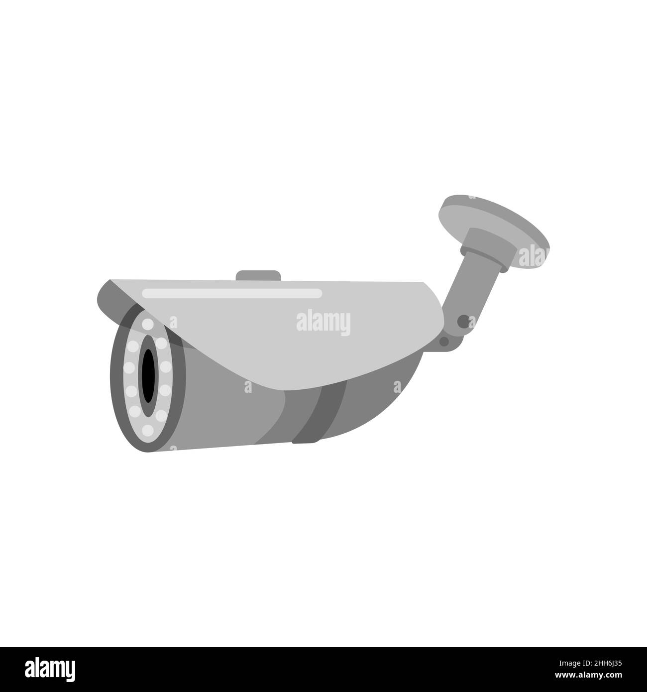 Oval gray security camera on a white background. Surveillance equipment ...