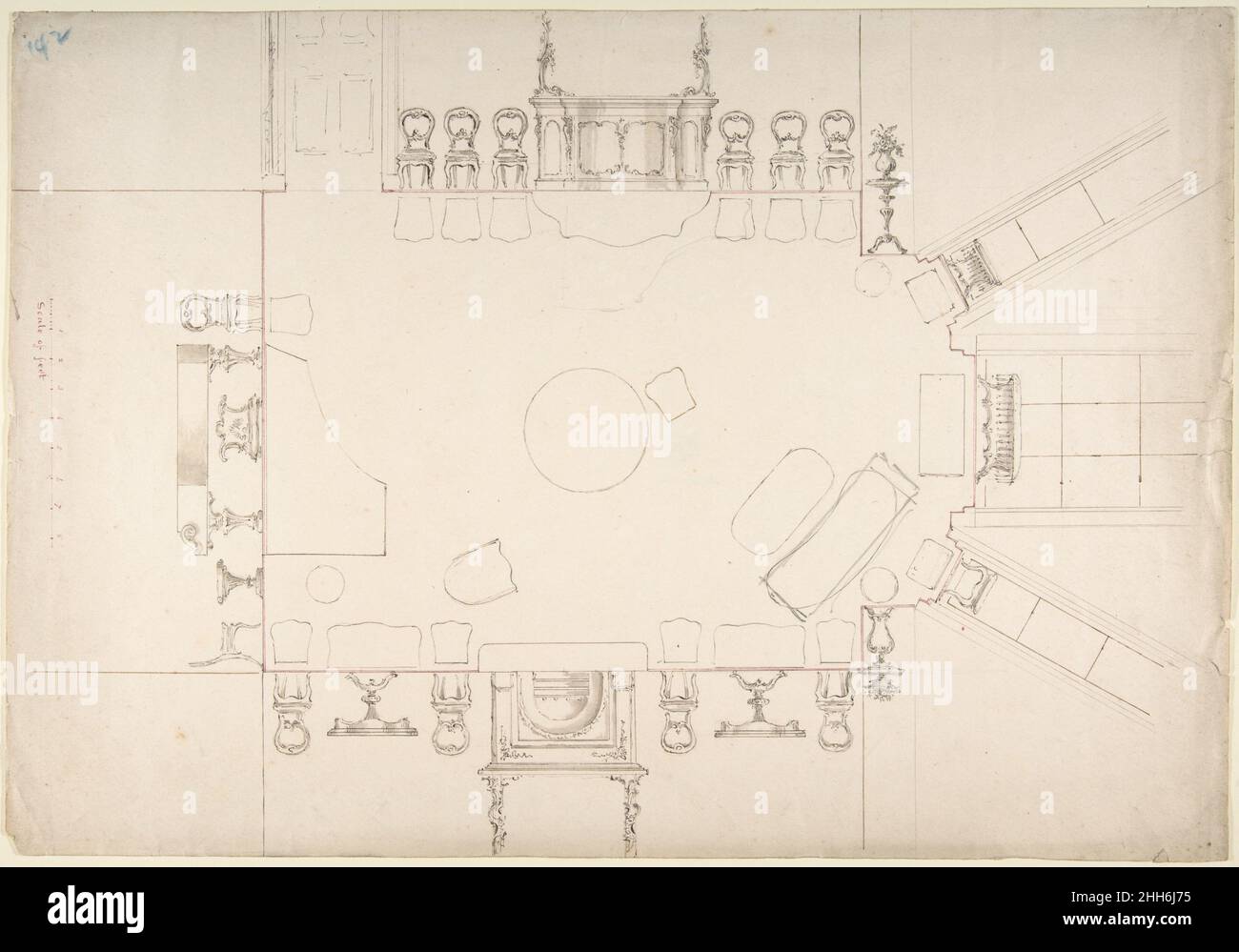 Plan and Elevations of a Music Room early 19th century Anonymous ...