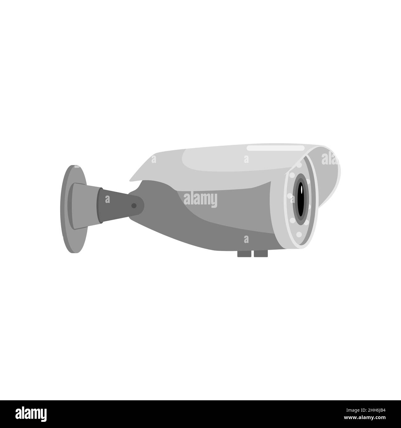 Oval gray security camera on a white background. Surveillance equipment ...