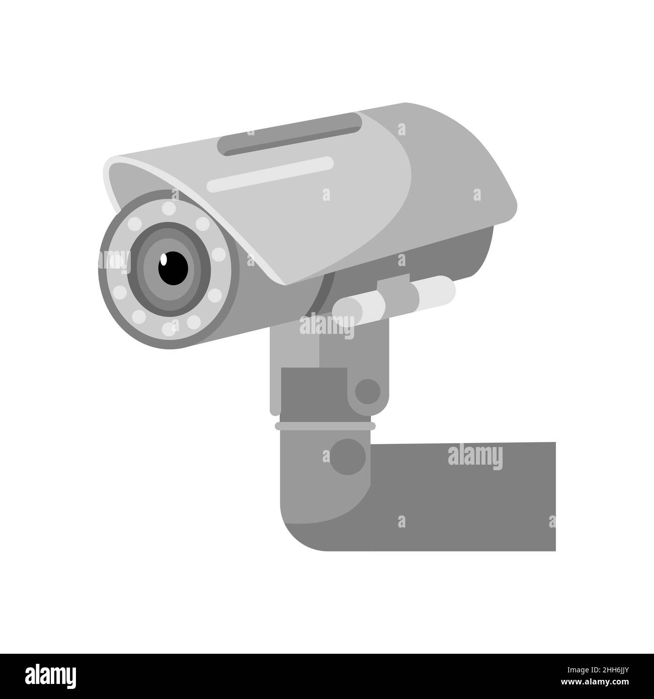 Oval gray security camera on a white background. Surveillance equipment ...