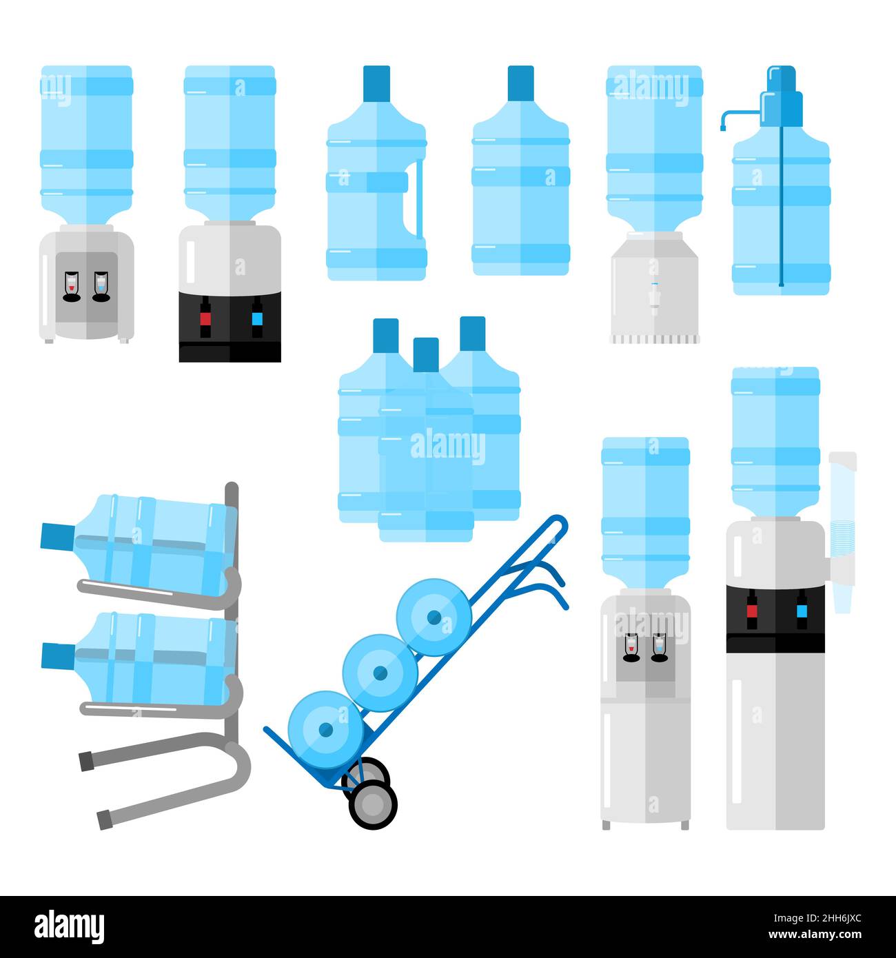 Set cooler for water on white backdrop. Cooler and bottle office, water ...