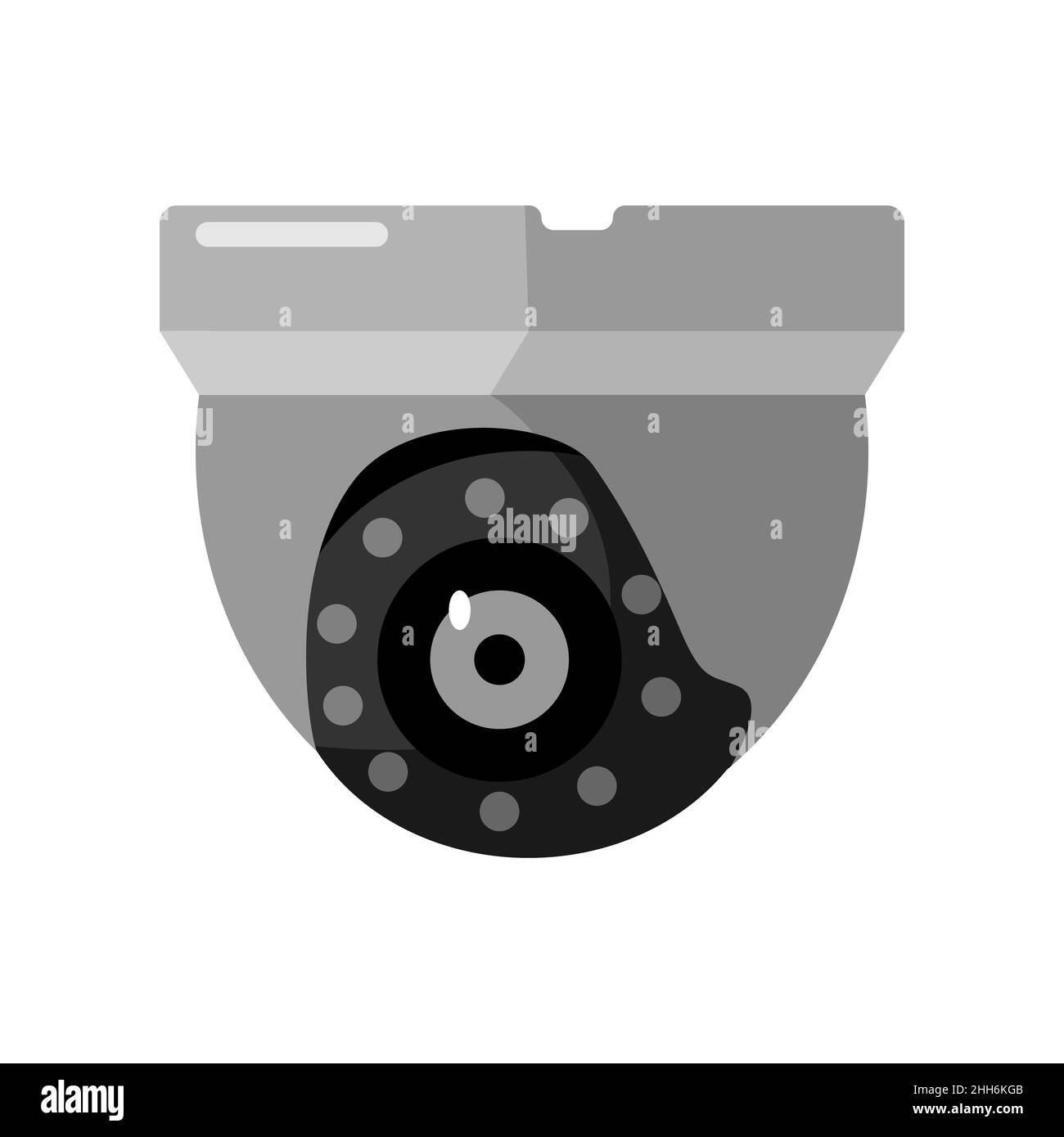 Round CCTV camera on white backdrop. Equipment surveillance for ...