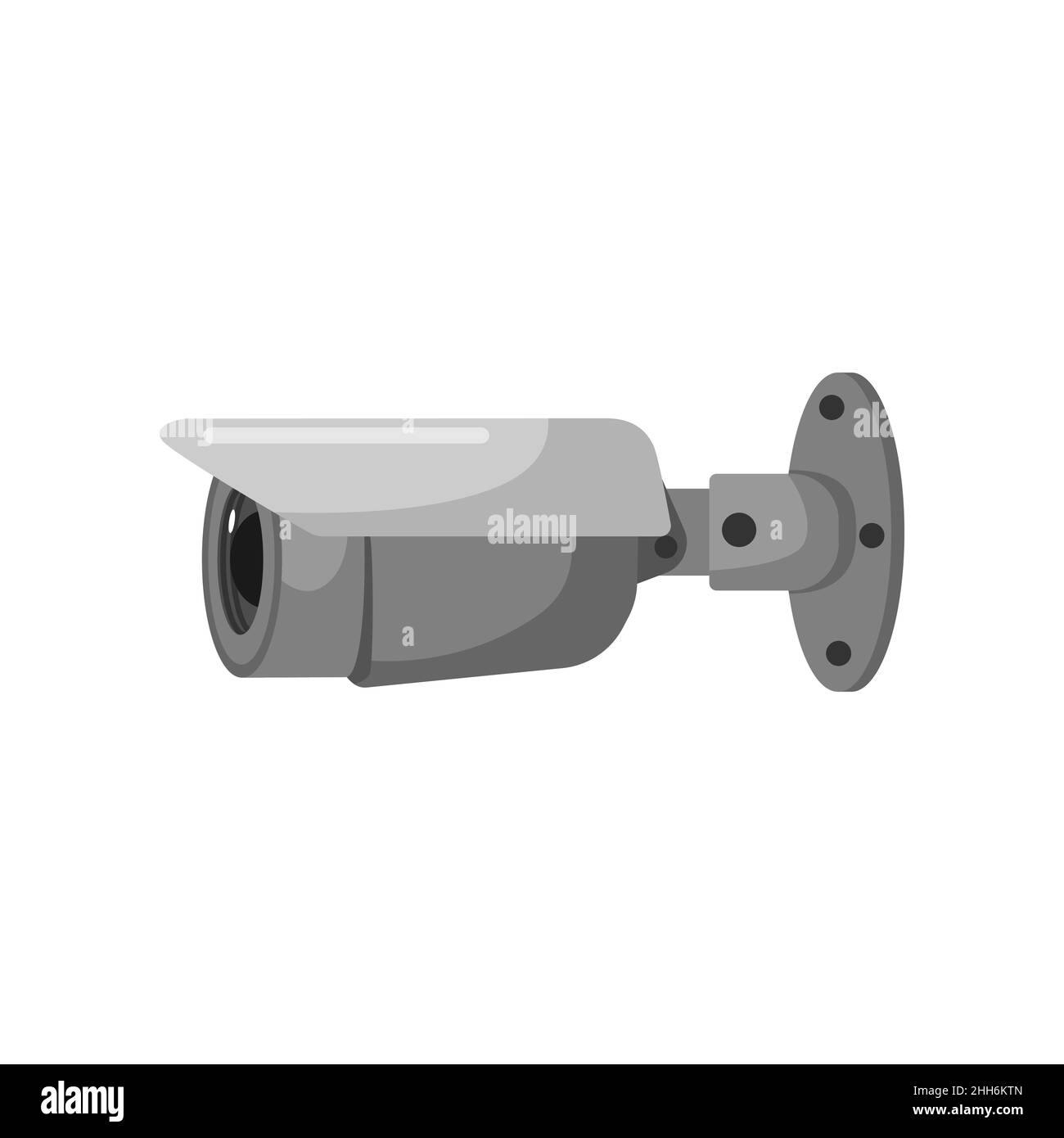 Oval gray security camera on a white background. Surveillance equipment ...