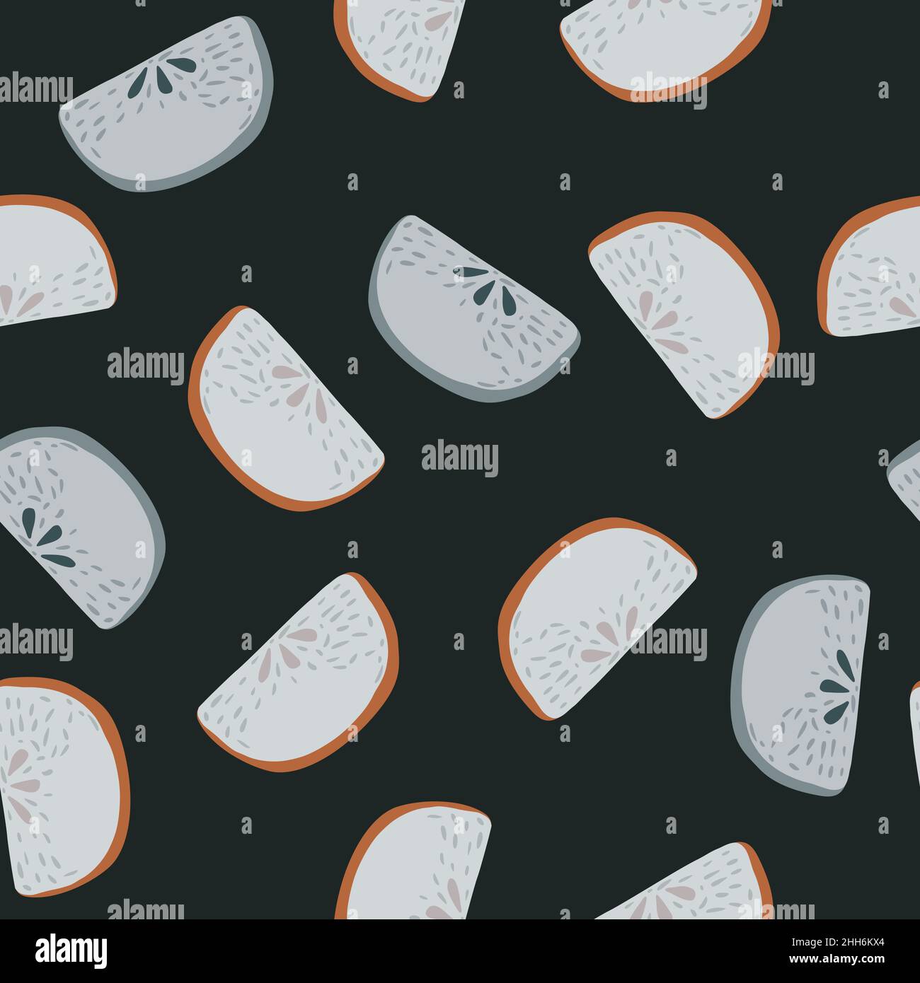 Random seamless pattern with apple slices. Hand drawn fruit elements on ...
