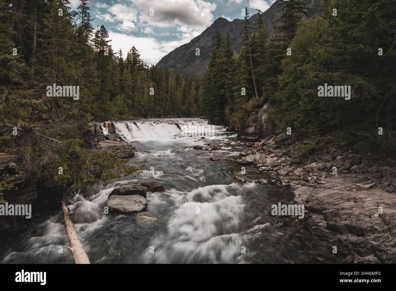 Water Tumbles Down McDonald Creek Along Going to the Sun Road in ...
