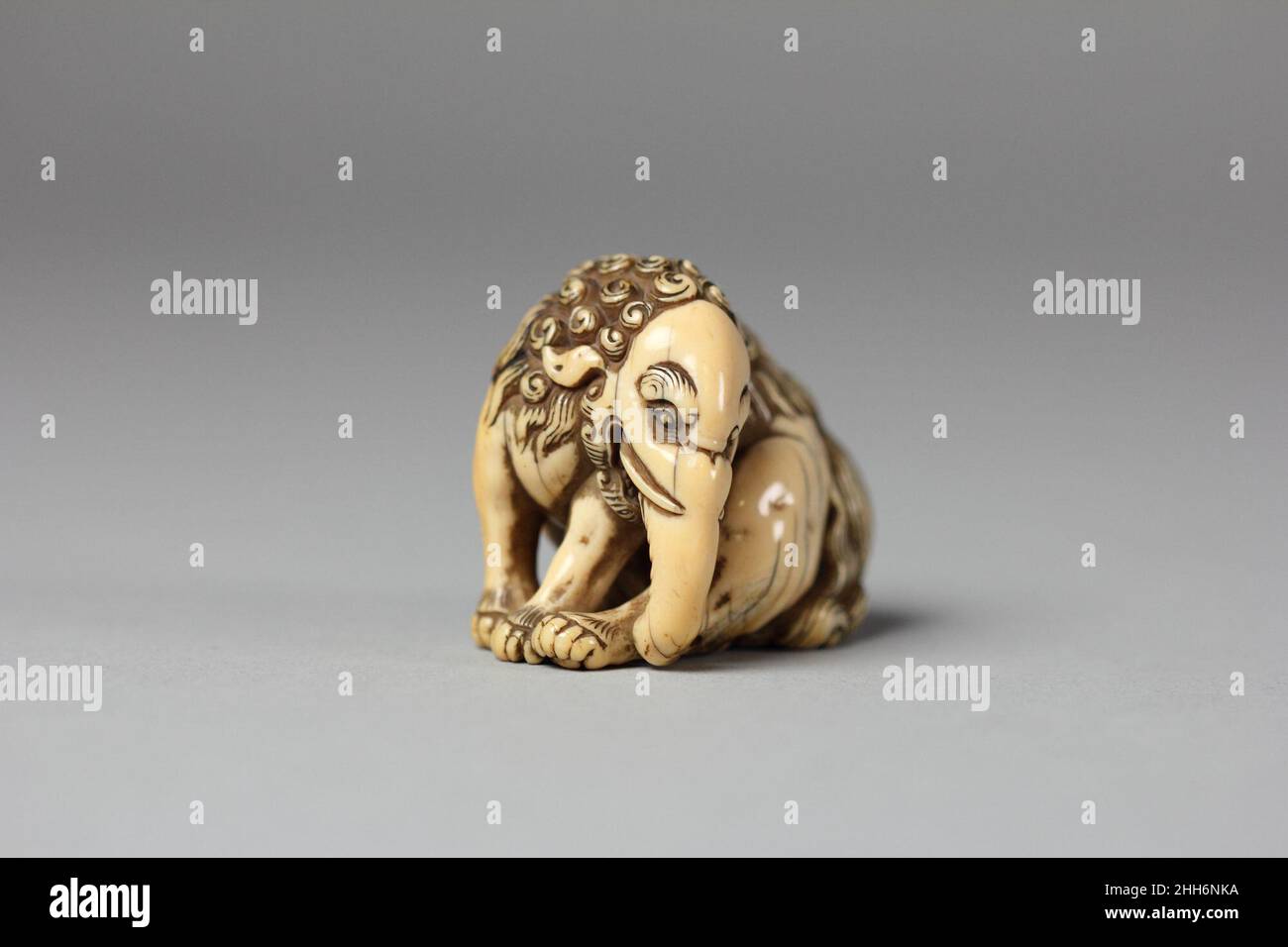 Netsuke of Seated Baku (mythical animal) 19th century Japan. Netsuke of ...