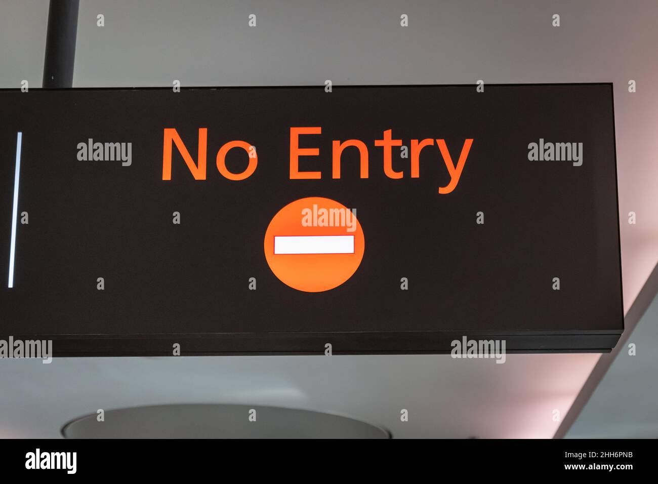 No Entry sign in airport. Signboard for no entry into forbidden area ...