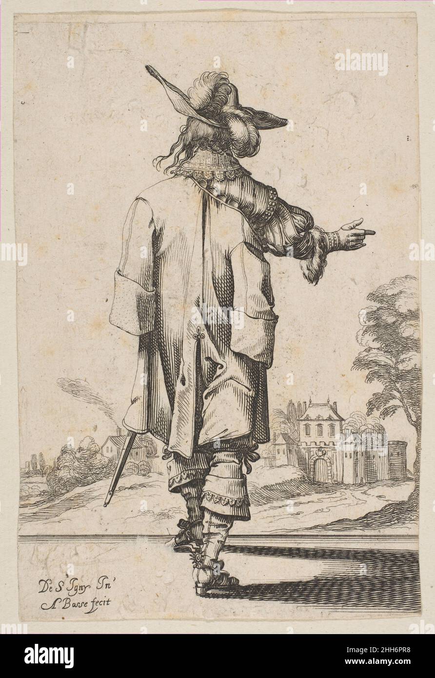 Gentleman Seen from the Back Pointing towards a Chateau 1629 Abraham ...