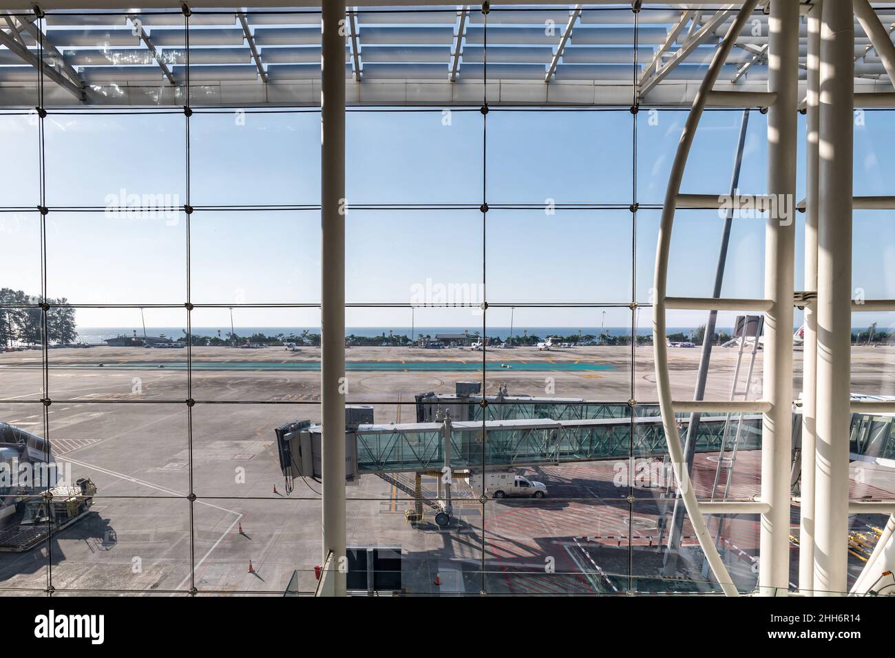 Phuket, Thailand - January 2022: Phuket International Airport runway ...