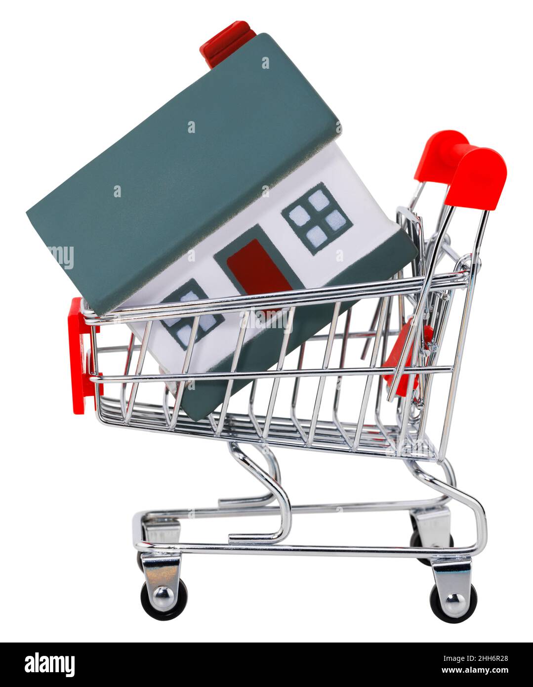 Shopping cart and house isolated on white background. Real estate sale ...