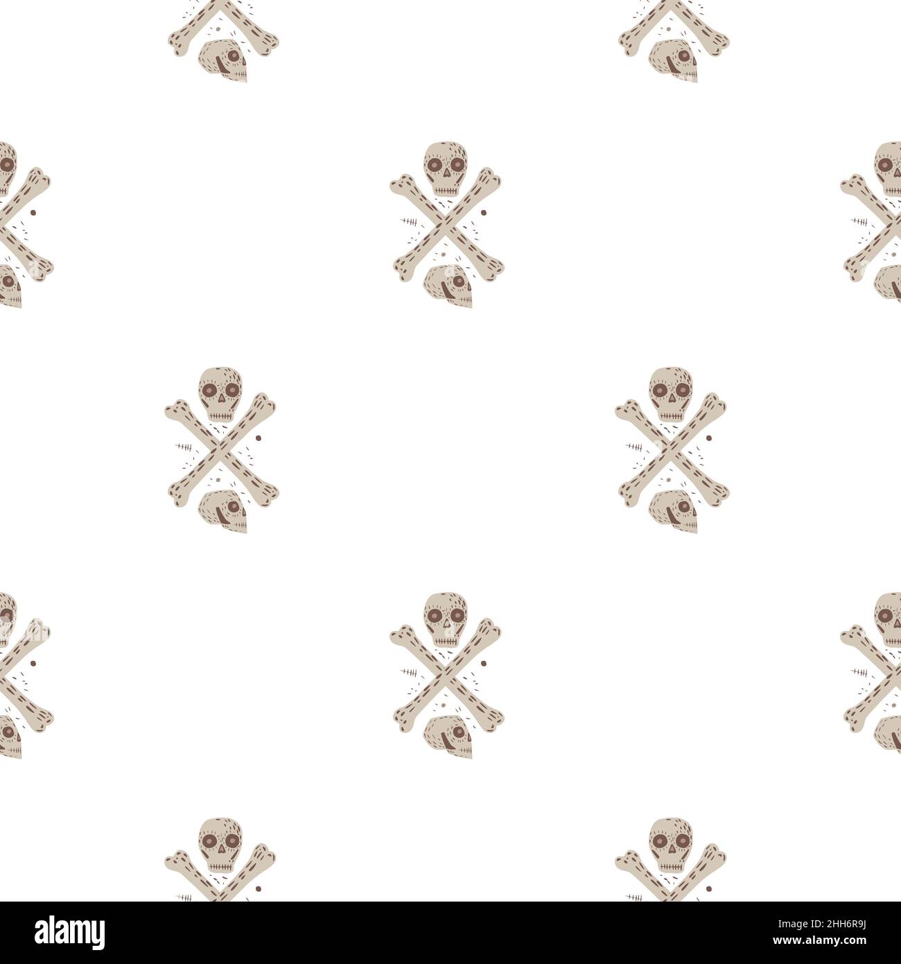 Isolated death seamless pattern with skulls and bones. Beige horror ...