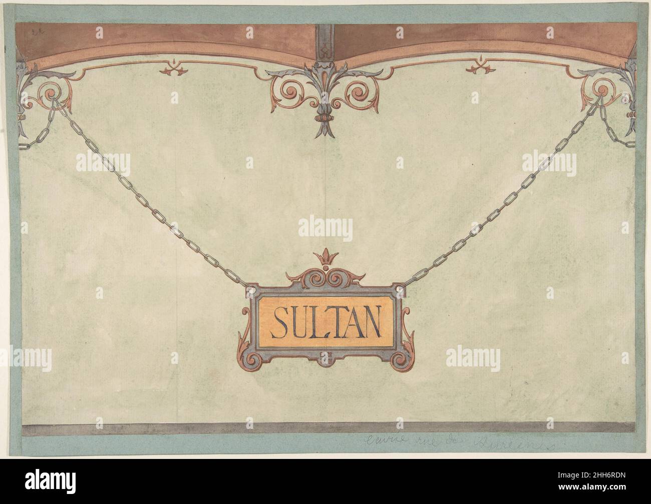 Design for Decorated "Sultan" Plaque for Stable Wall, Hôtel Candamo ca ...