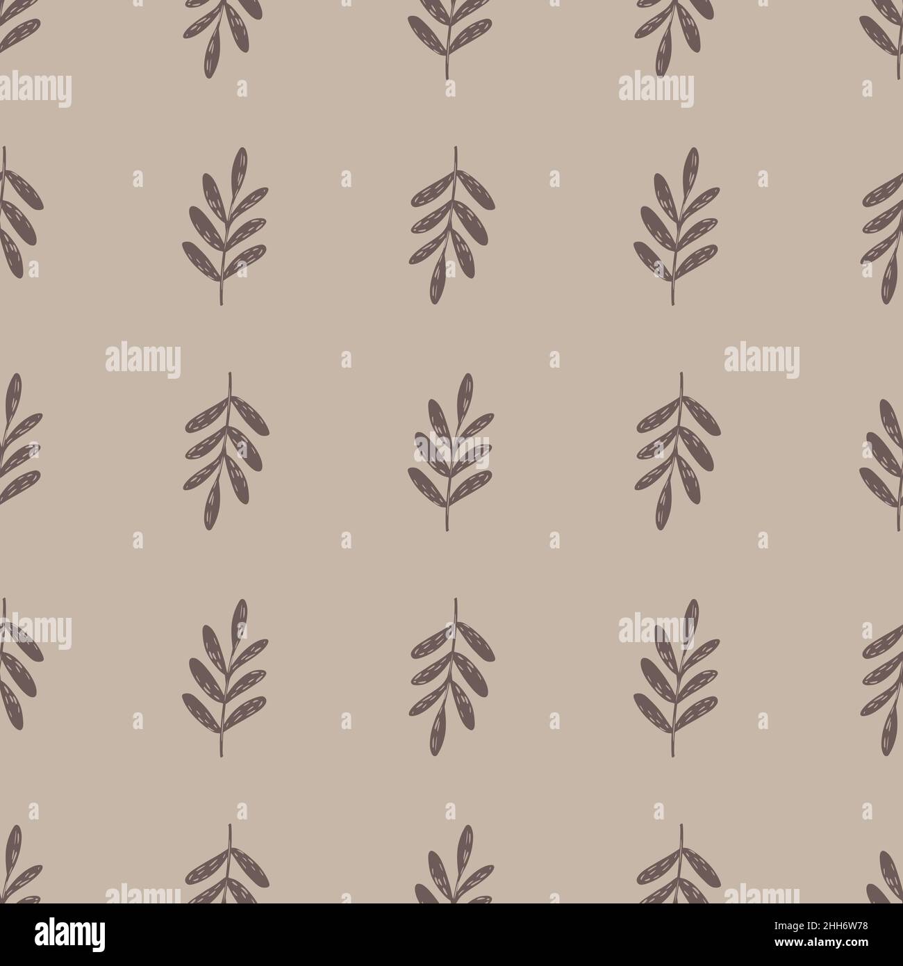 Minimalistic seamless botanic pattern with simple branches silhouettes ...