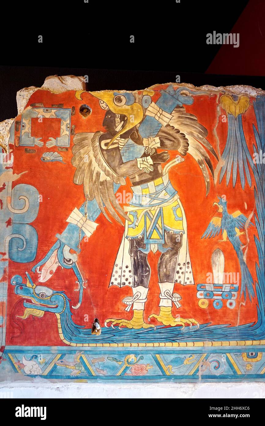 Olmeca-Xicalanca - Cacaxtla bird man mural, National Museum of ...