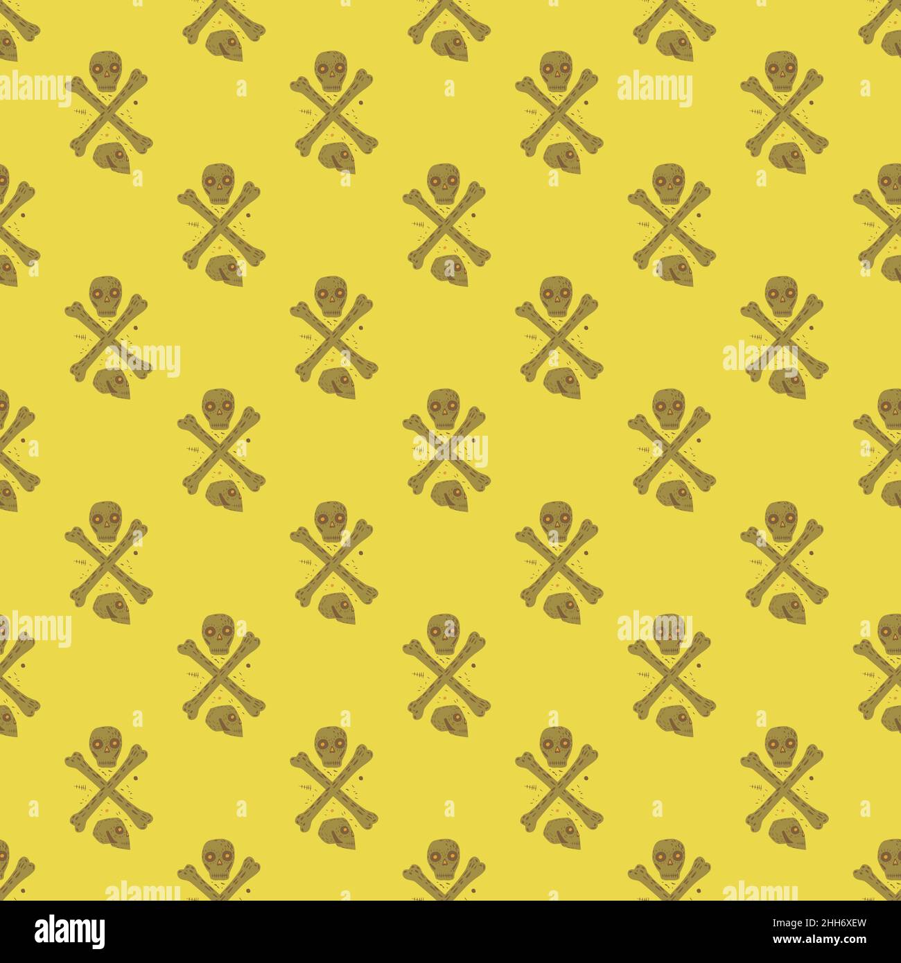 Abstract seamless scary pattern with little skulls and bones shapes ...