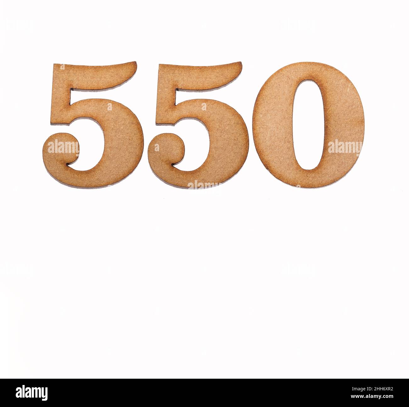 Number 550 - Piece of wood isolated on white background Stock Photo - Alamy