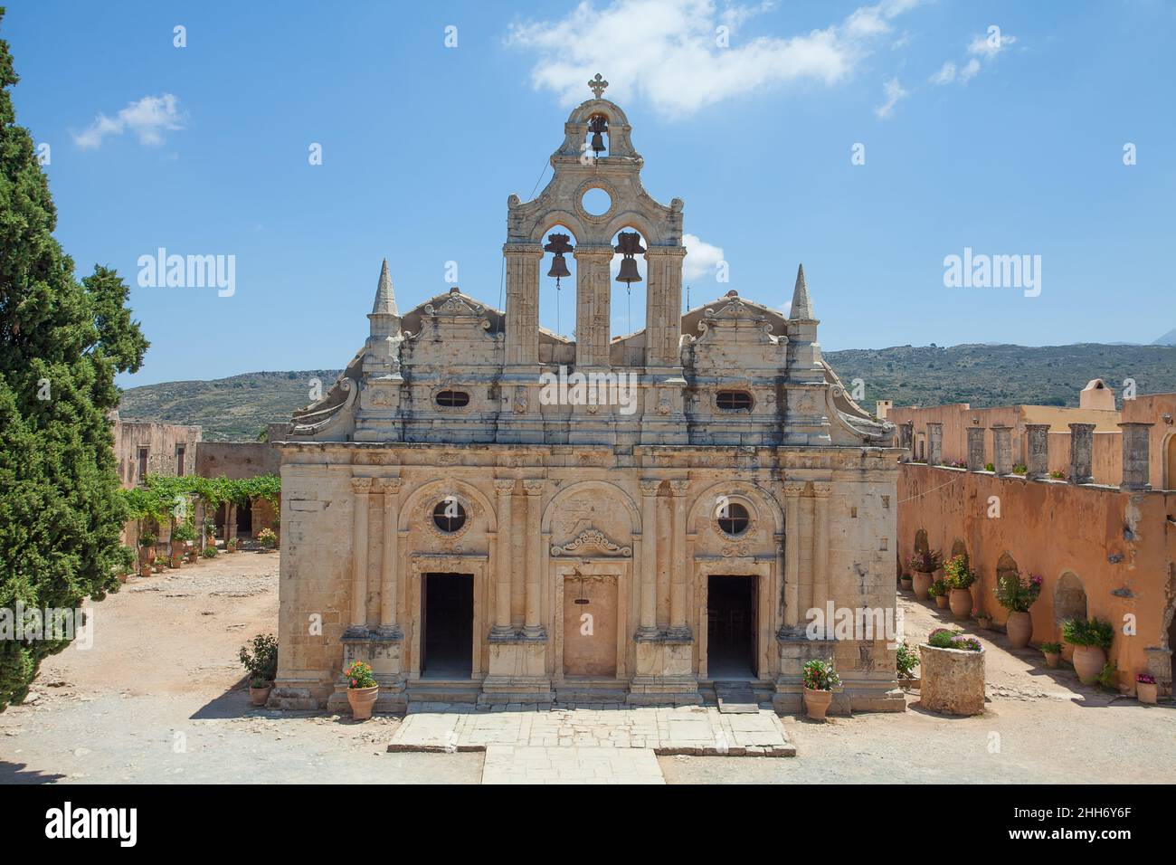 The main church of Arkadi Monastery, Rethymno, Crete, Greece Stock ...