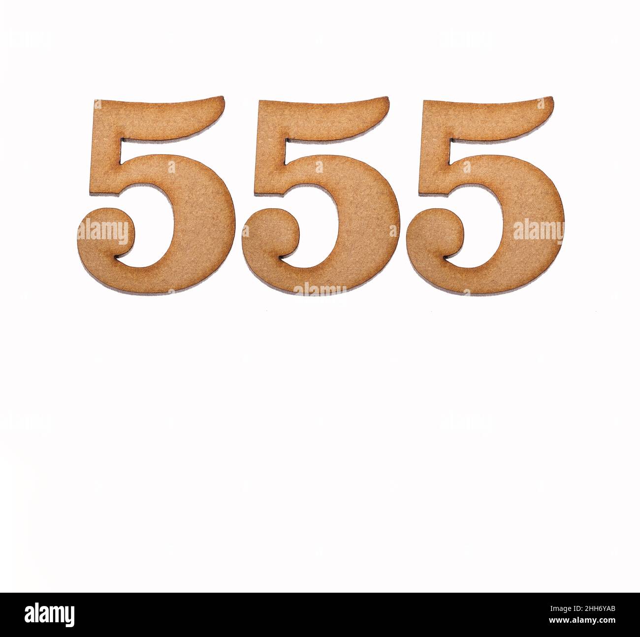 Number 555 in wood, isolated on white background Stock Photo - Alamy