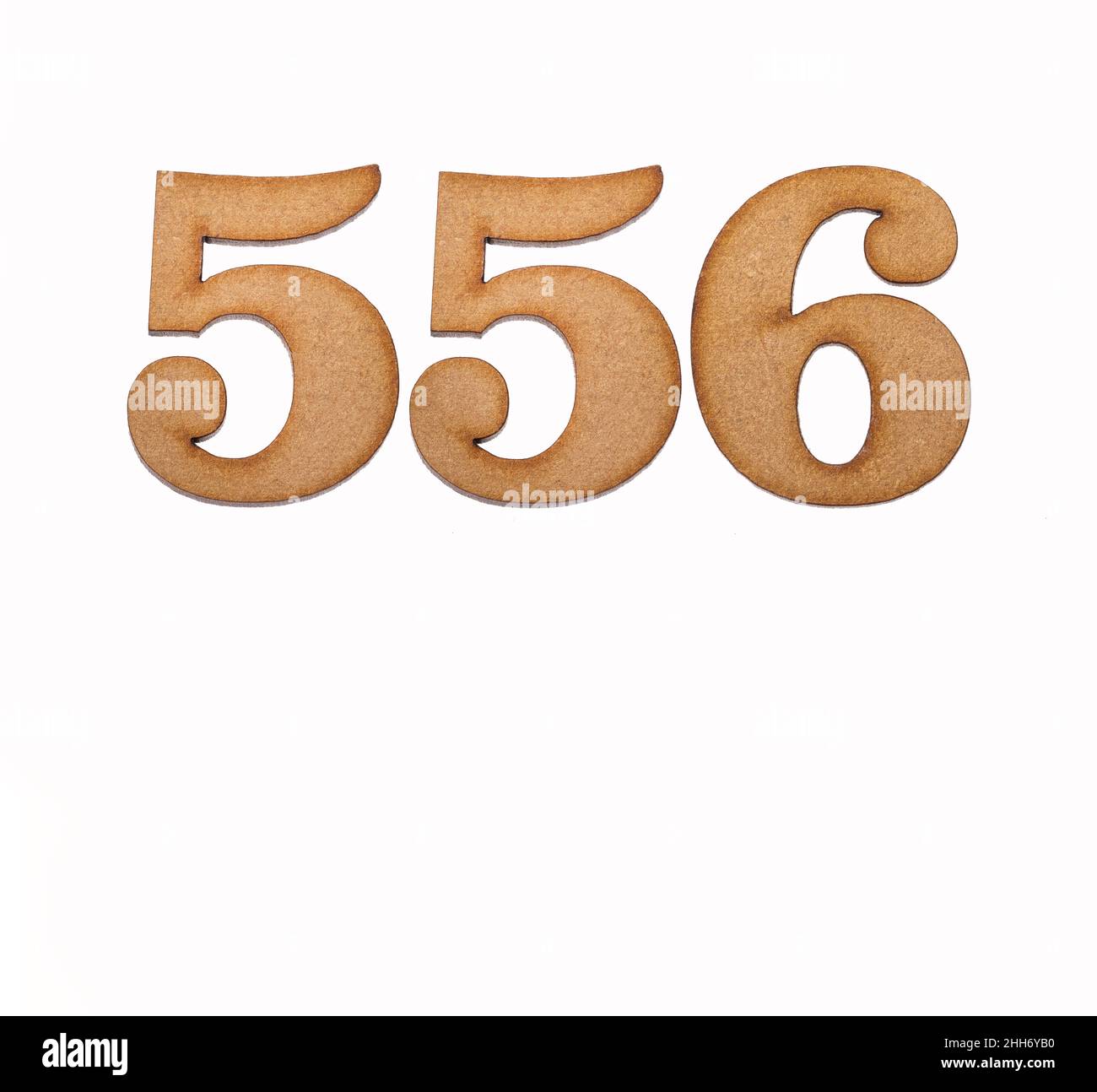 Number 556 - Piece of wood isolated on white background Stock Photo - Alamy